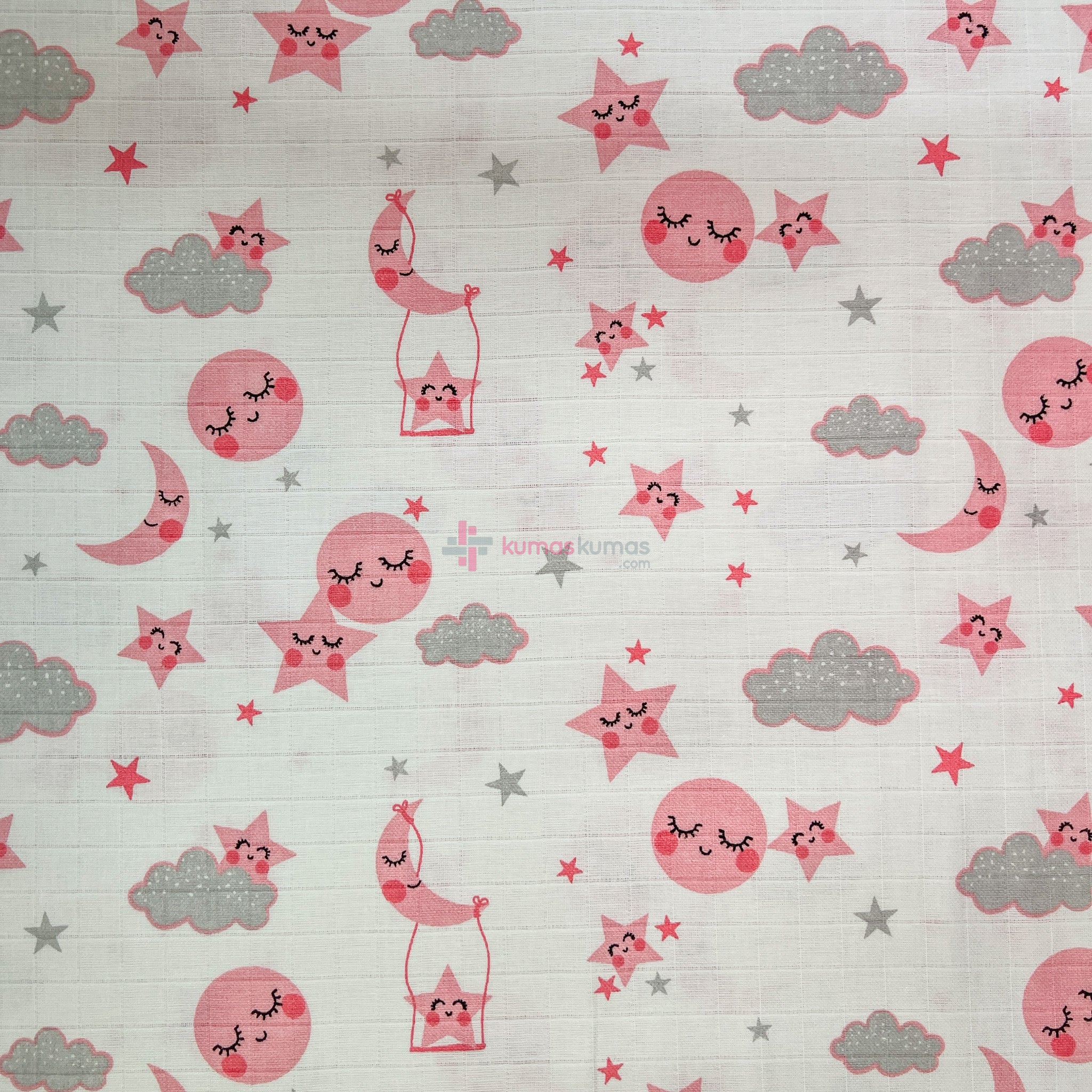 Mutlu Yıldızlar ve Bulutlar Müslin Kumaş – Kumaş Kumaş